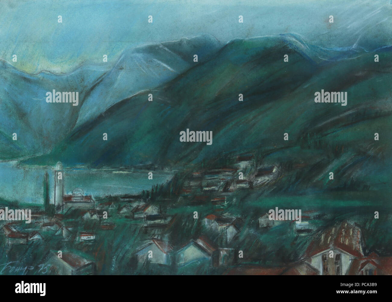 96 Bozur Ivanovic, Pogled na Boku Kotorsku, pastel Stock Photo - Alamy