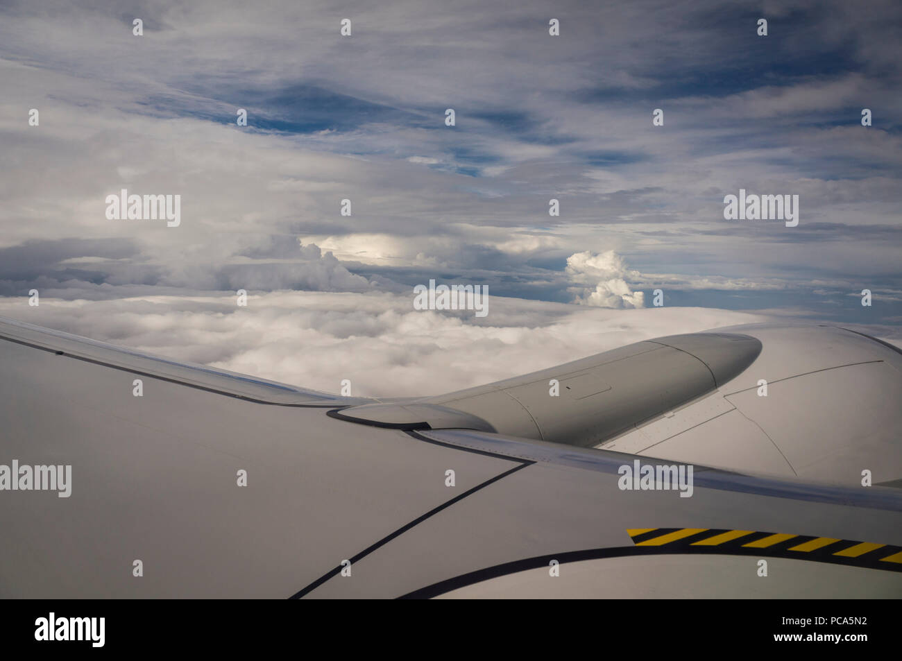 View from an airplane window over the wing Stock Photo - Alamy