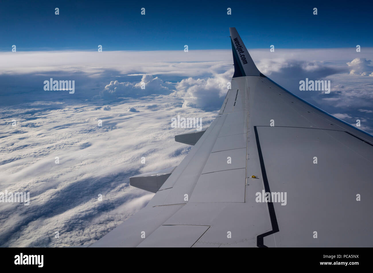 View from an airplane window over the wing Stock Photo - Alamy