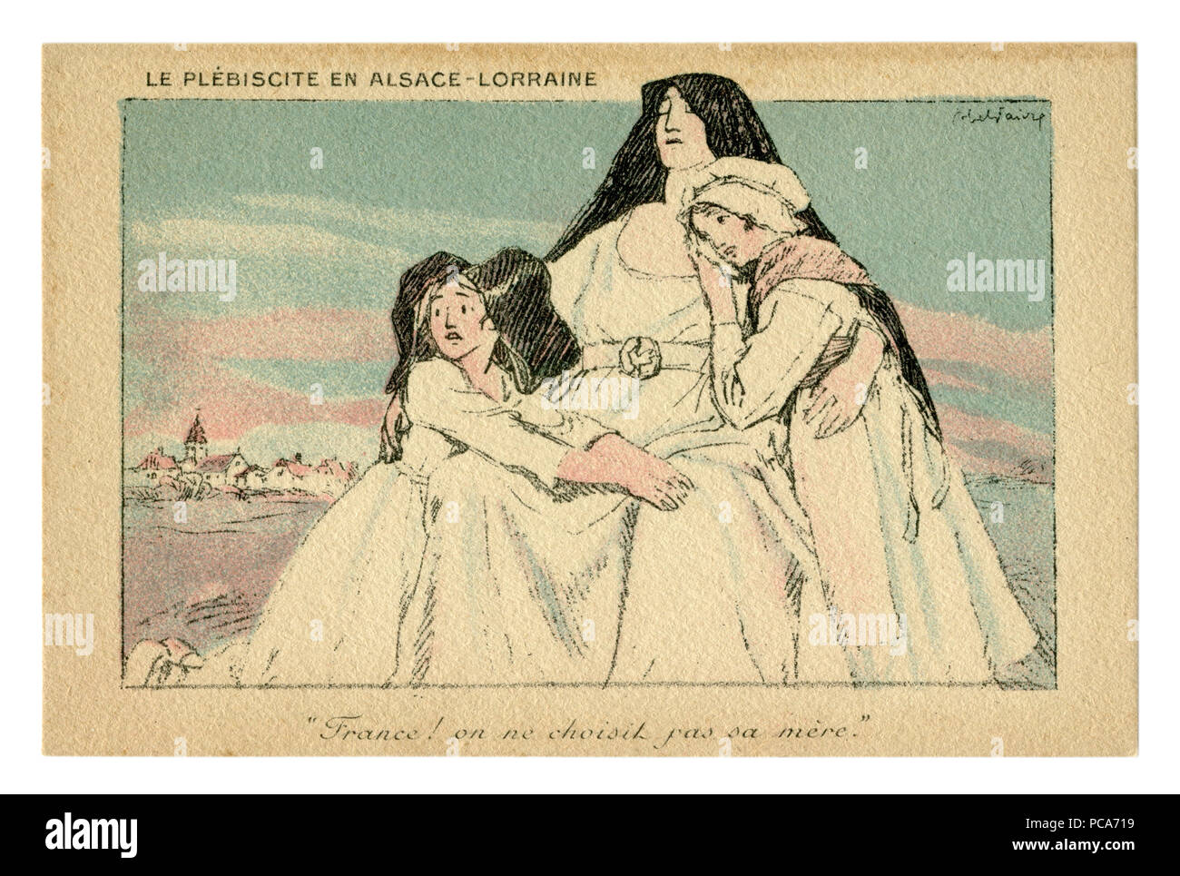 French historical postcard: France liberates Alsace and Lorraine ...