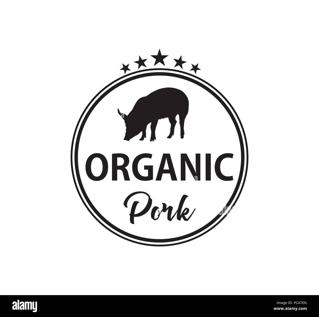 fresh pork meat butchery vector brand label identity design template ...