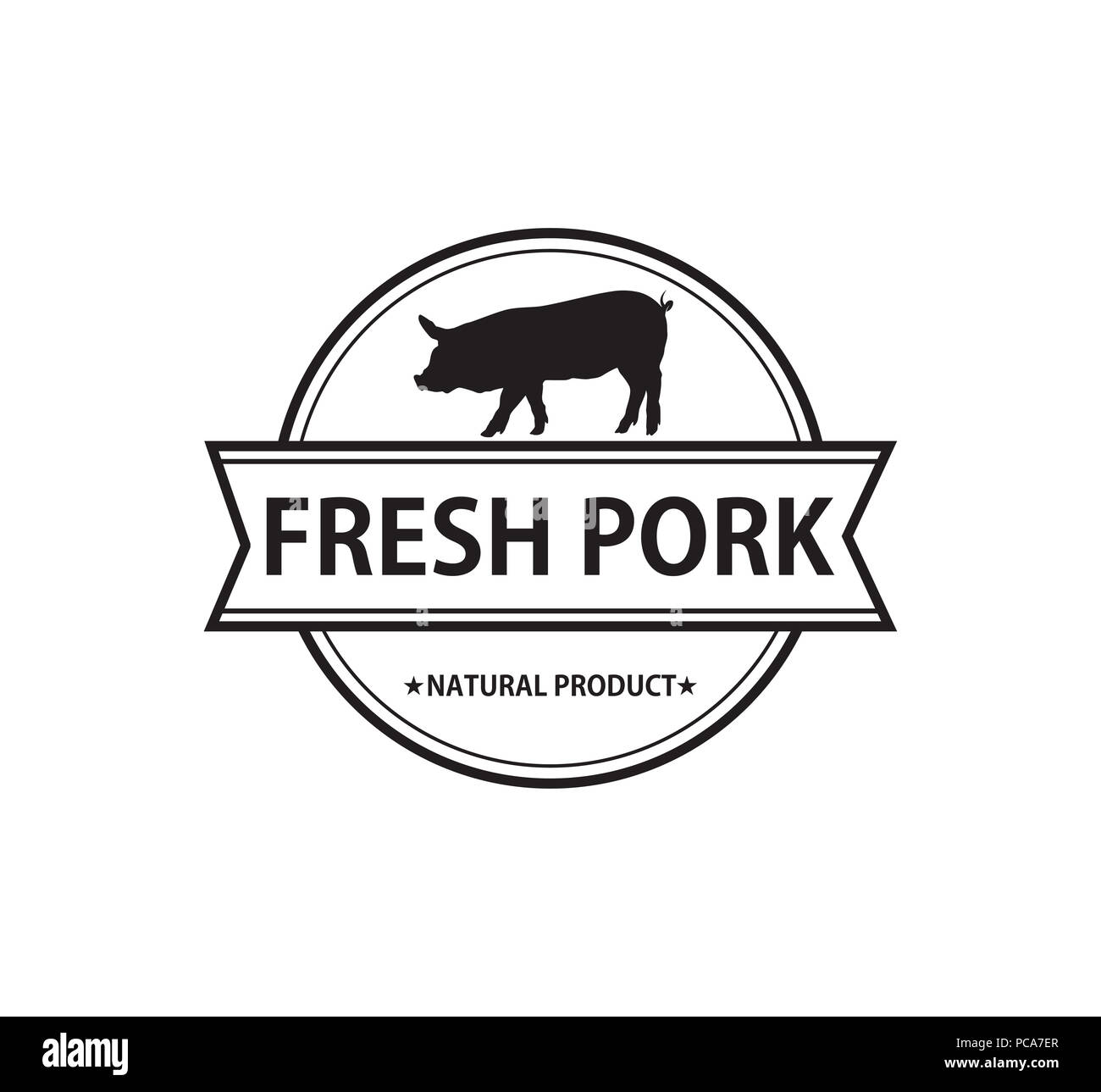 fresh pork meat butchery vector brand label identity design template ...