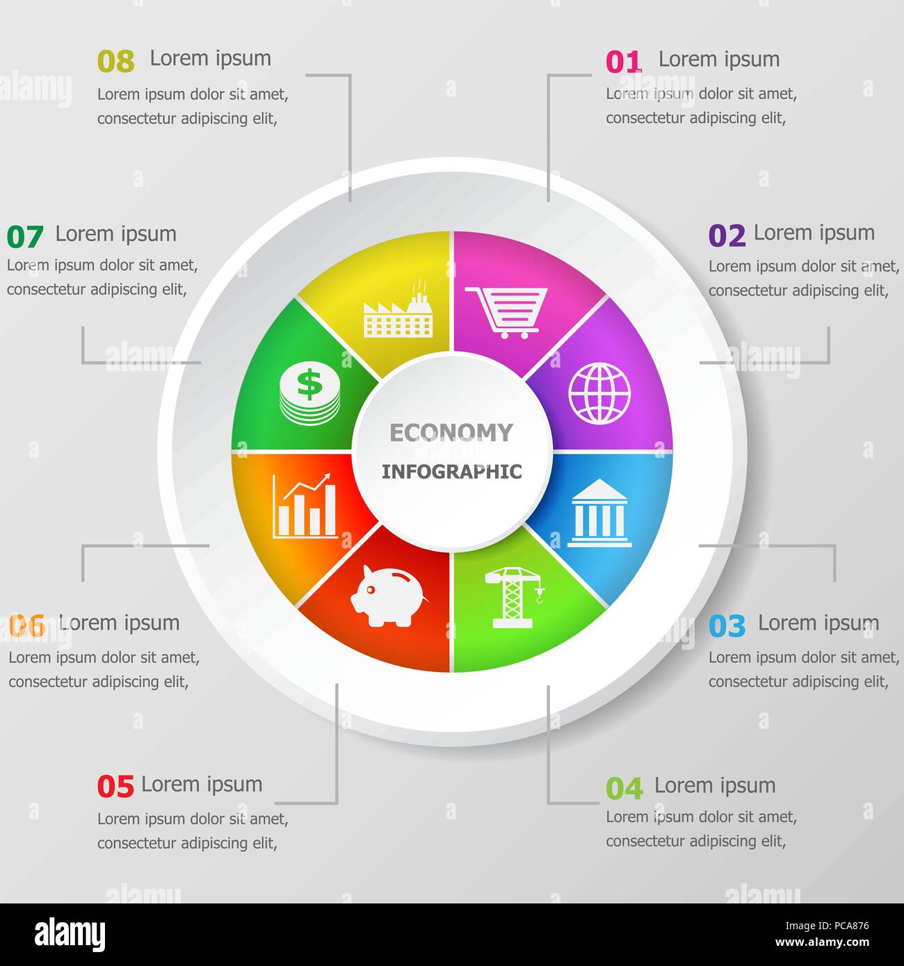 Infographic design template with economy icons, stock vector Stock ...