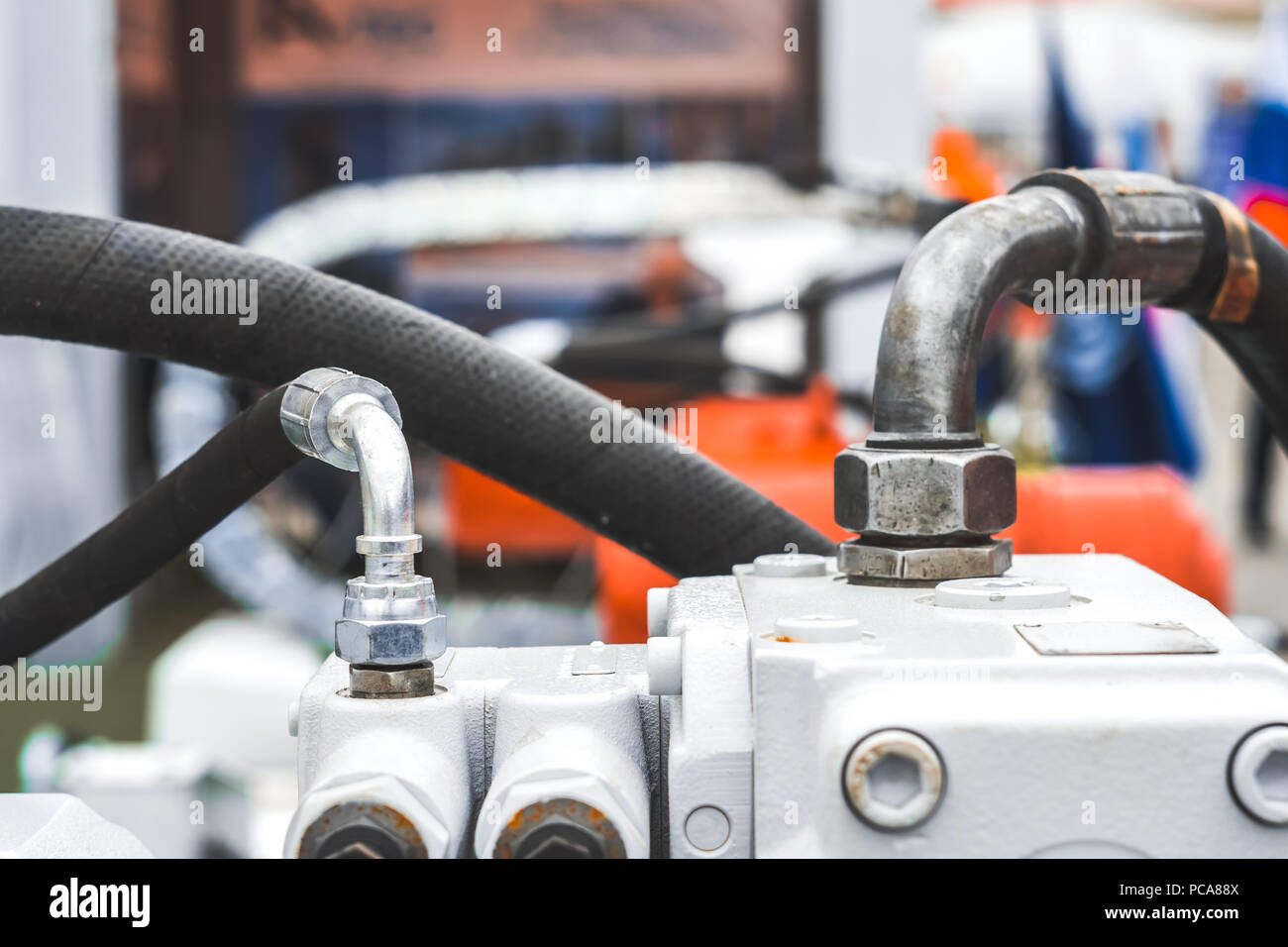 Close-up shot of car engine hoses and tubes Stock Photo - Alamy