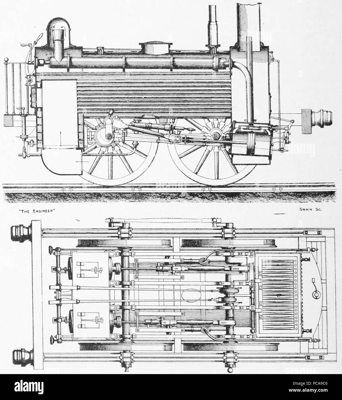 6 Section and plan of Stephenson 0-4-0 "Samson" type, 1831 Stock Photo ...