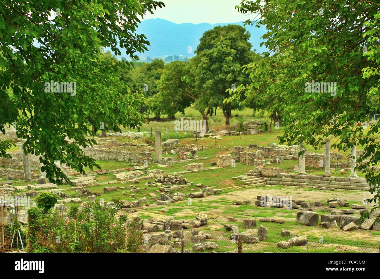 A view of the archaeological site of the ancient Greek city of Philippi ...