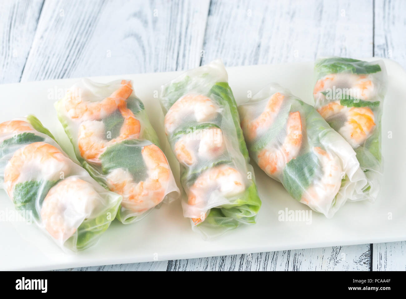 Shrimp rice paper rolls Stock Photo - Alamy