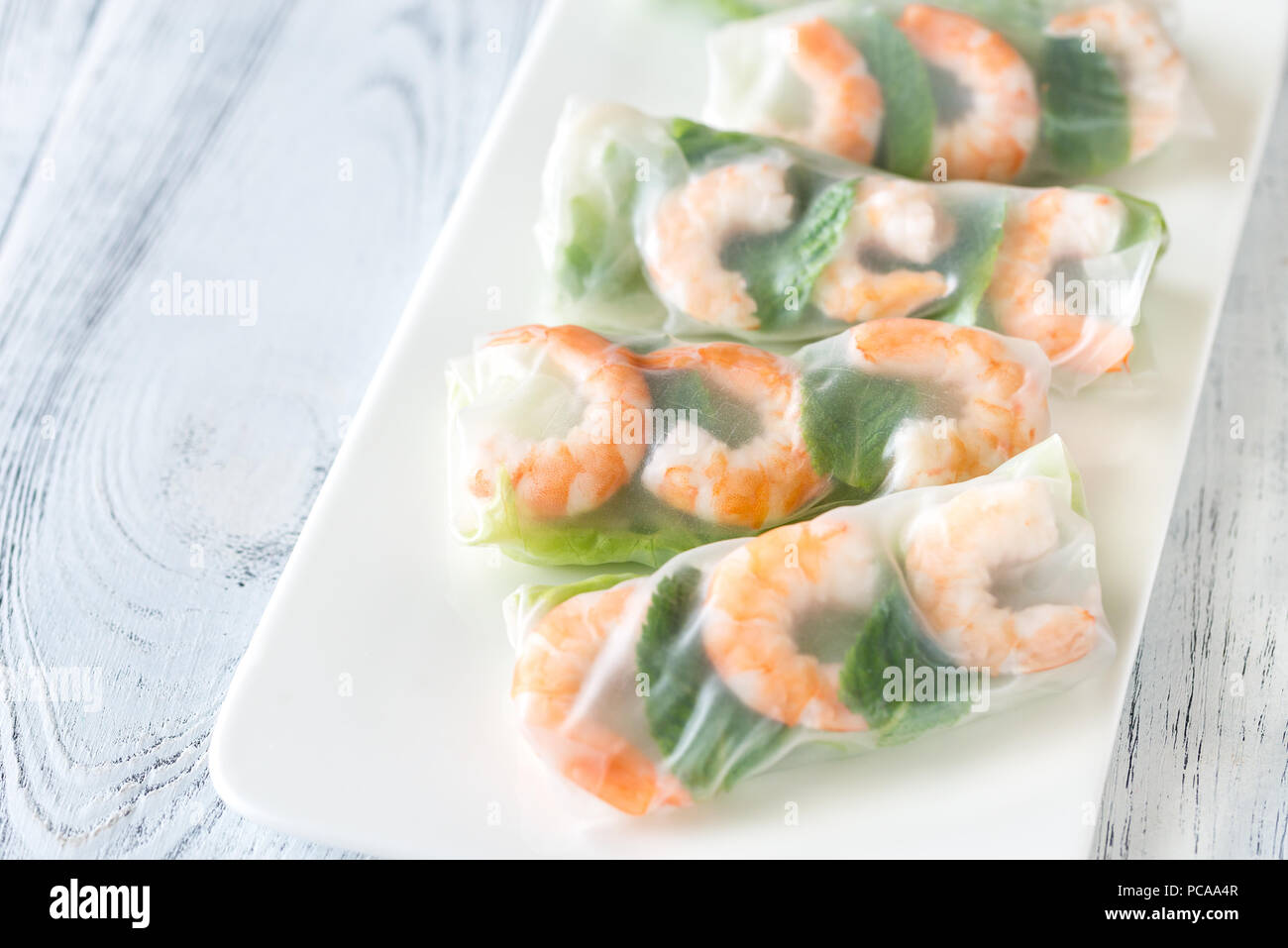 Shrimp rice paper rolls Stock Photo - Alamy