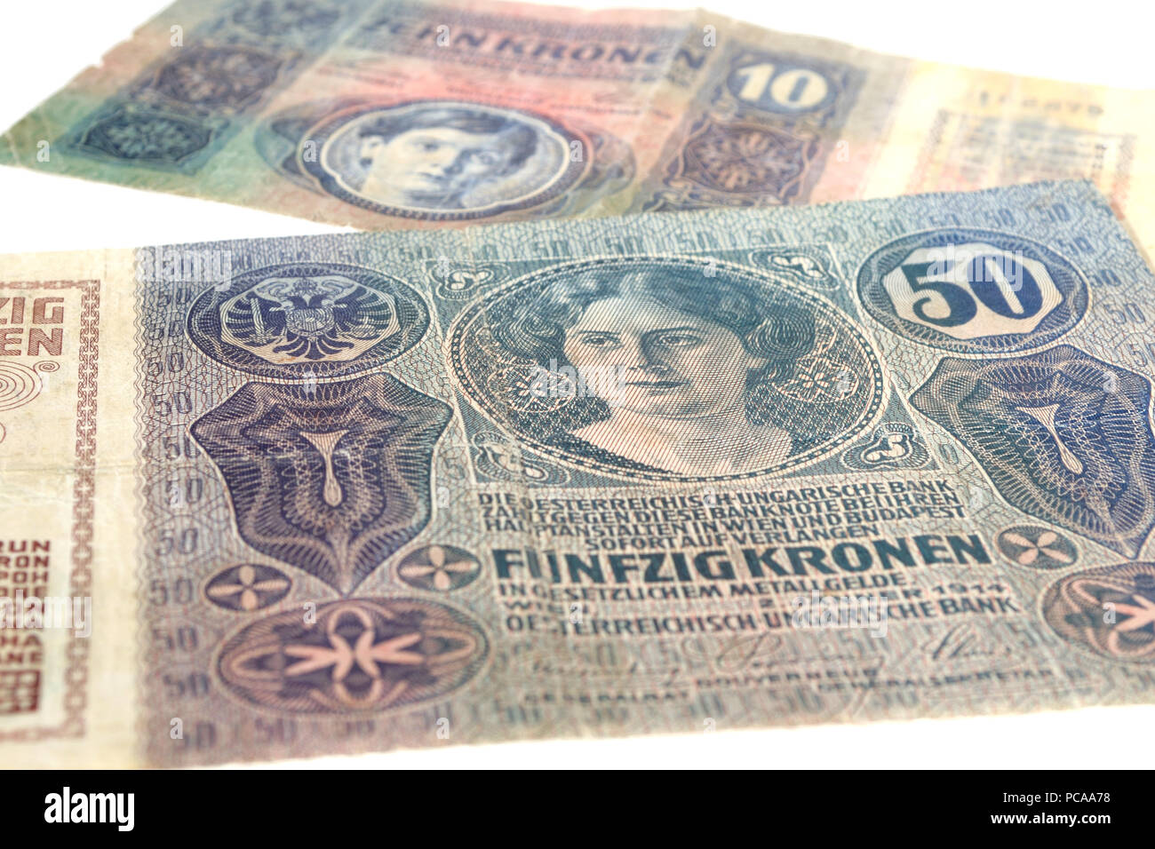 Banknotes of Austria-Hungary of different values 1914 Stock Photo - Alamy