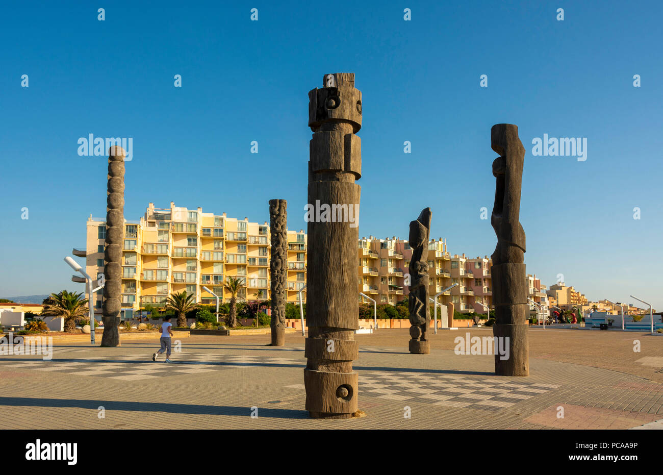 Beach promenade of Le Barcares, Pyrenees-Orientales Department ...