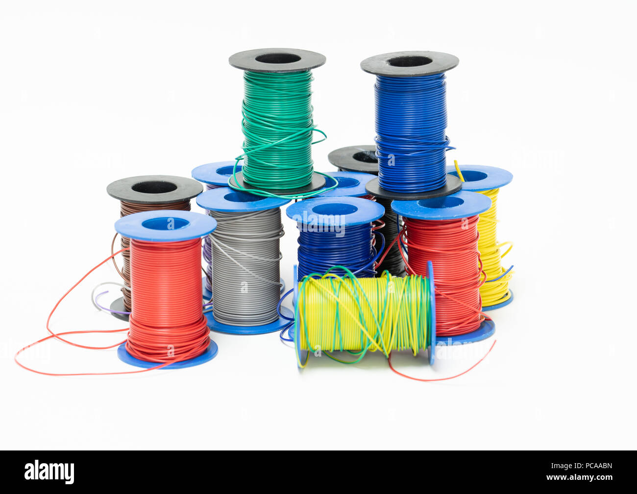 Electric Wires / Cables. Multicolored computer cable isolated on white ...