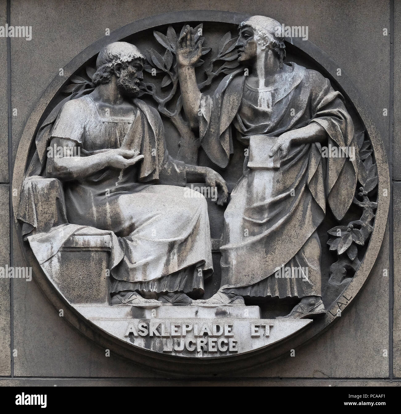 Asclepiade and Lucrece, Greek medicine in Rome. Stone relief at the ...