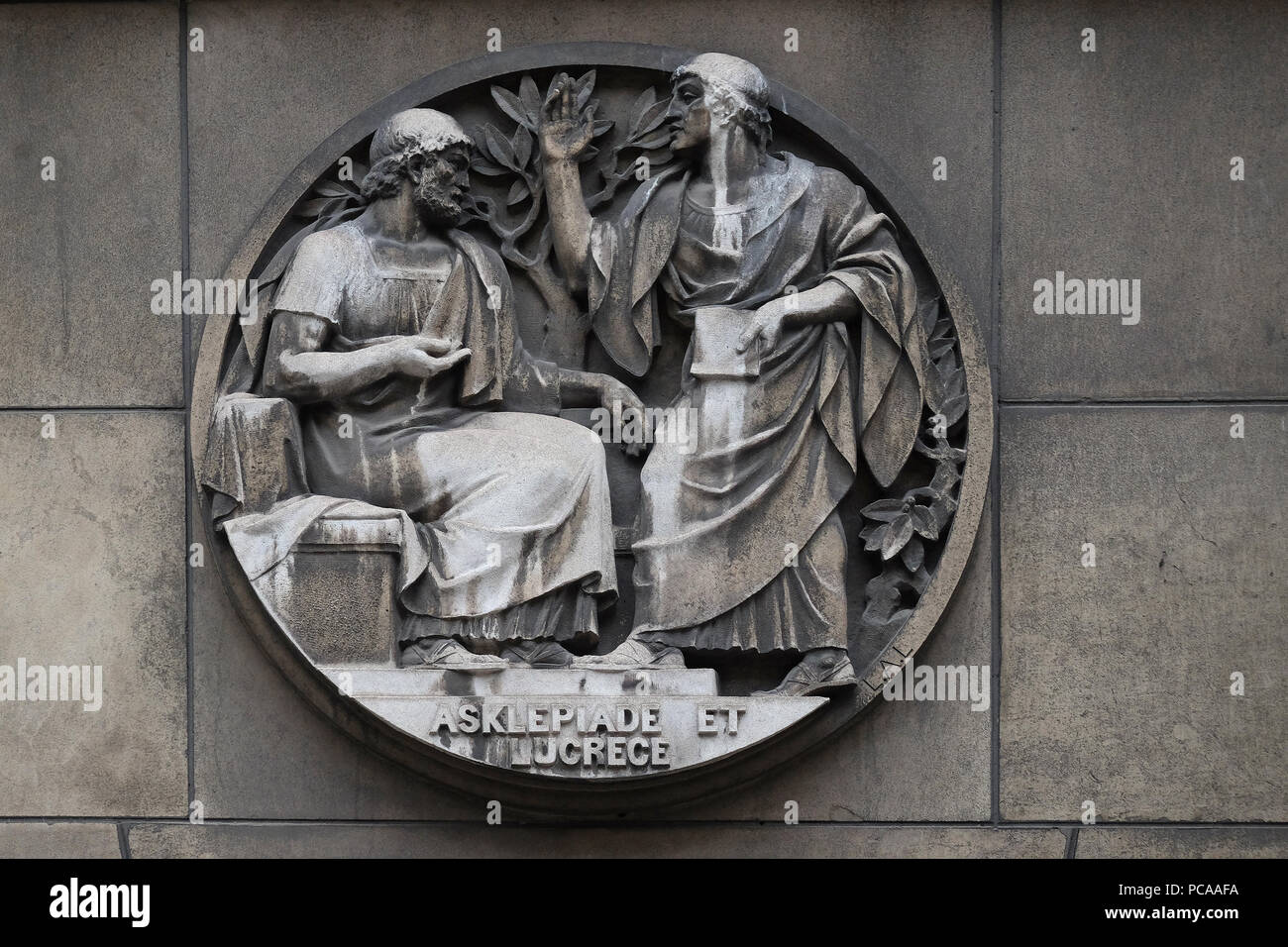 Asclepiade and Lucrece, Greek medicine in Rome. Stone relief at the ...