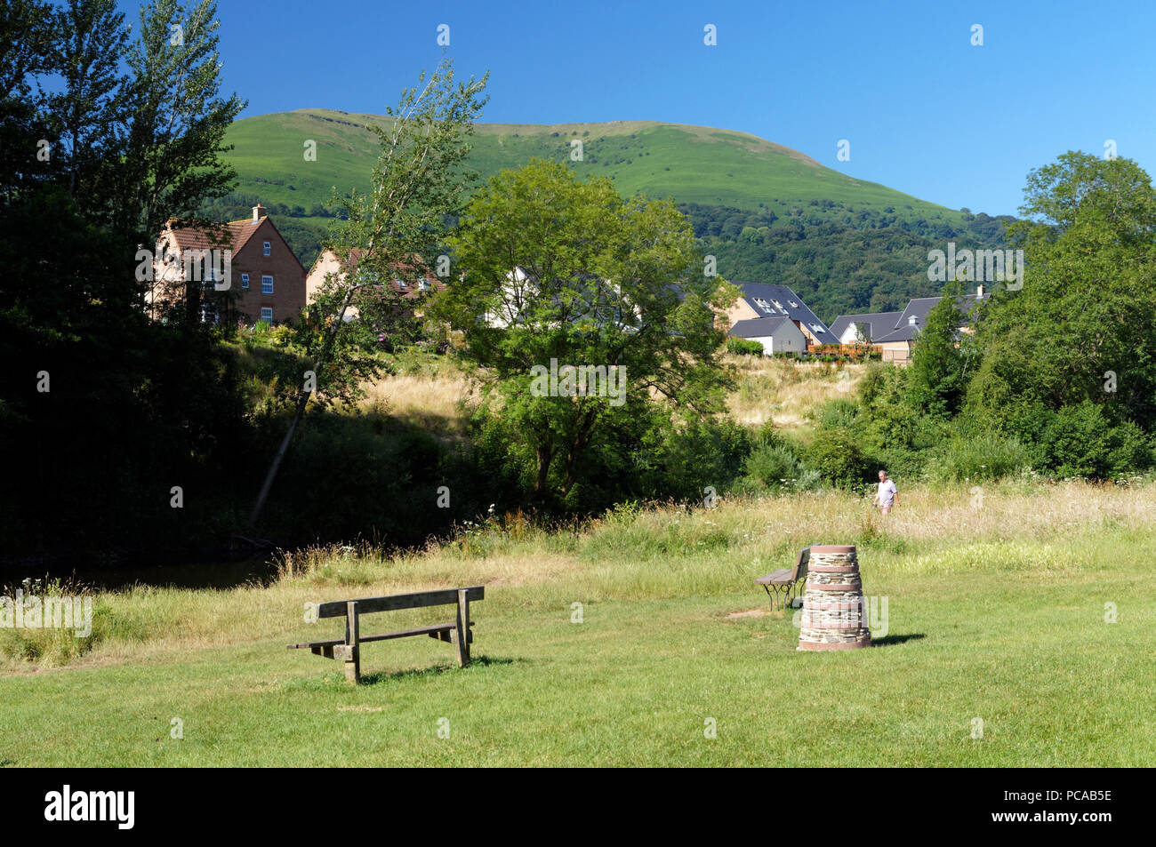 Blorenge mountain from Castle Fields, Abergavenny, Monmouthshire, Wales ...