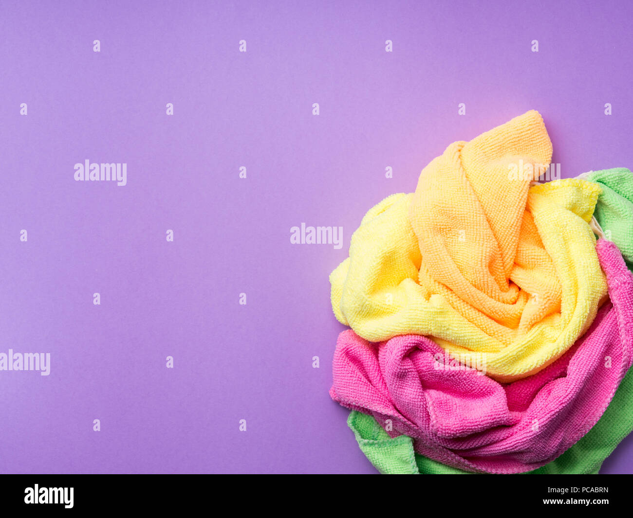 Background with microfiber set of colorful cleaning cloths Stock Photo ...