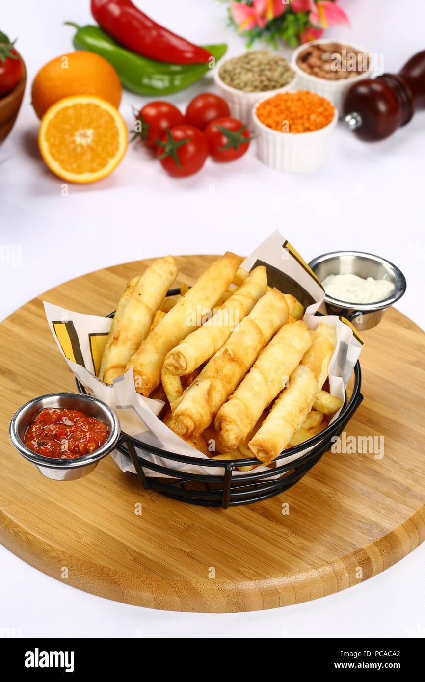 Deep Fried Turkish Cigar Shaped Rolls - Sigara Boregi Stock Photo - Alamy