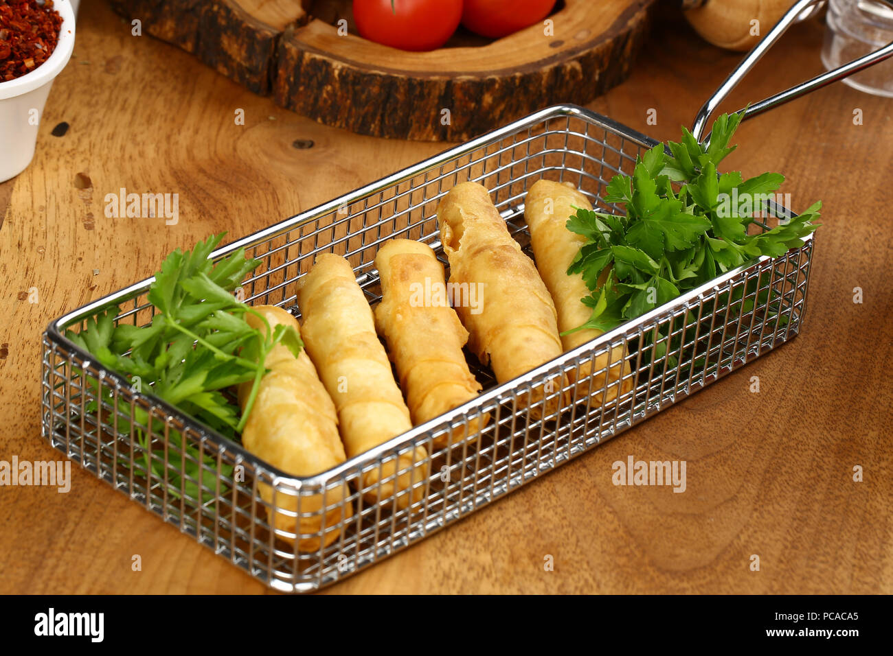 Deep Fried Turkish Cigar Shaped Rolls - Sigara Boregi Stock Photo - Alamy
