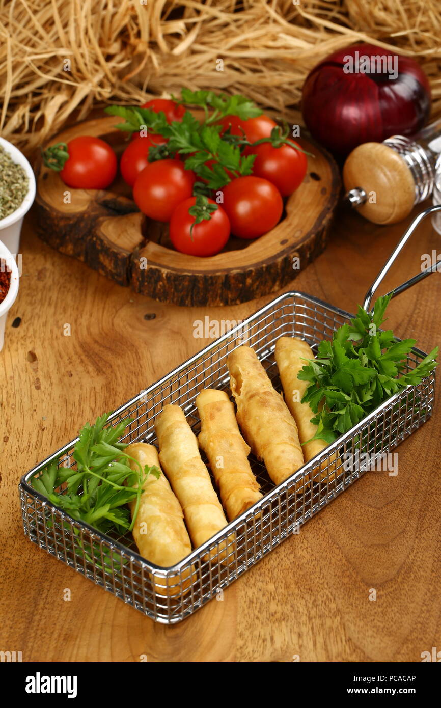 Deep Fried Turkish Cigar Shaped Rolls - Sigara Boregi Stock Photo - Alamy