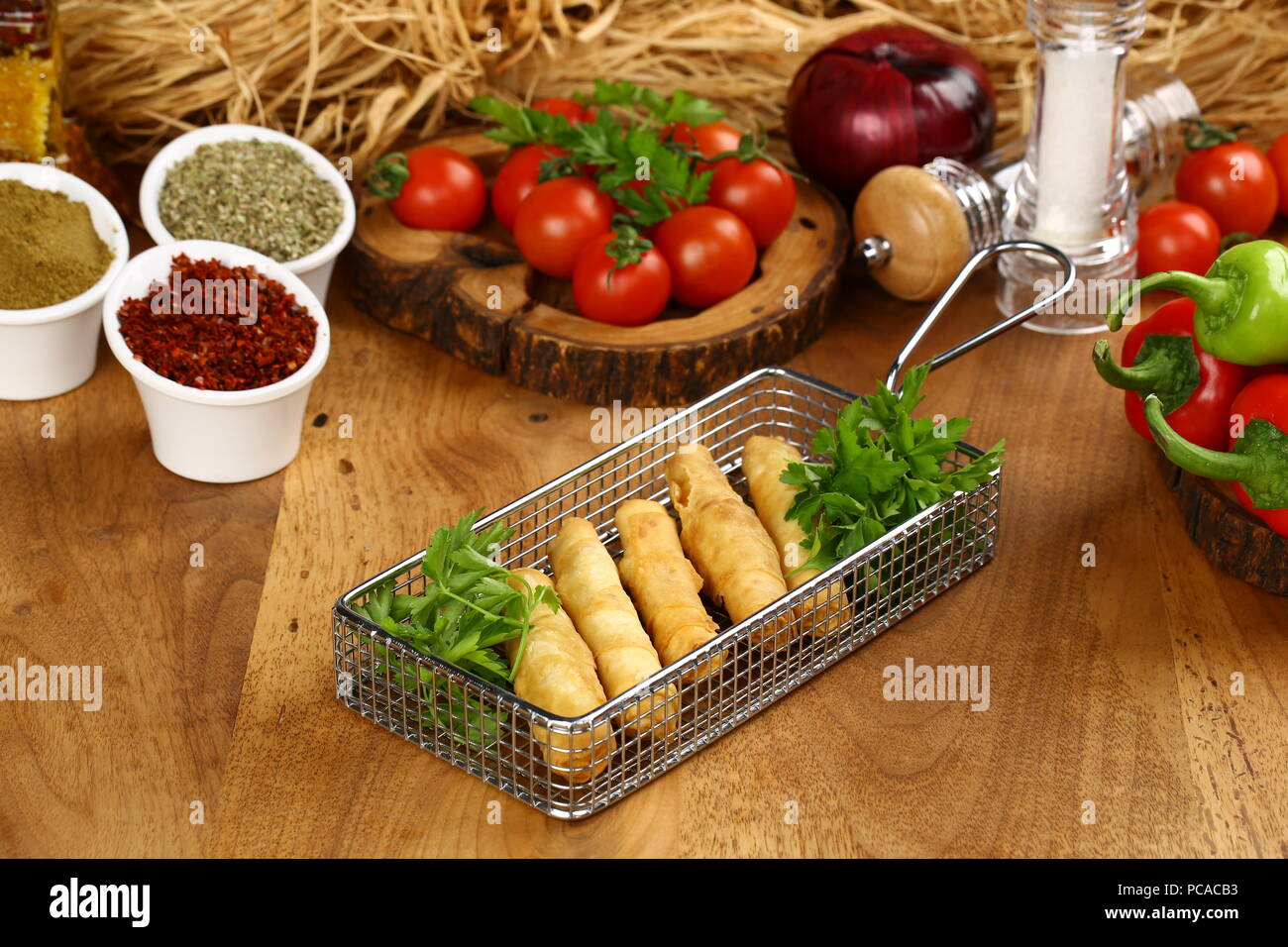 Deep Fried Turkish Cigar Shaped Rolls - Sigara Boregi Stock Photo - Alamy