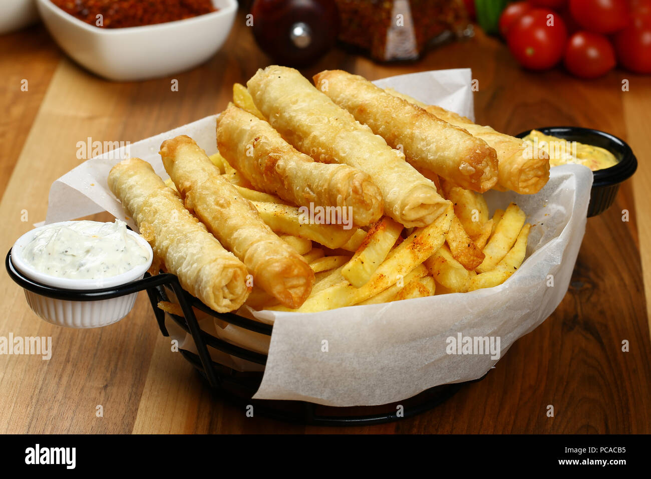 Deep Fried Turkish Cigar Shaped Rolls - Sigara Boregi Stock Photo - Alamy