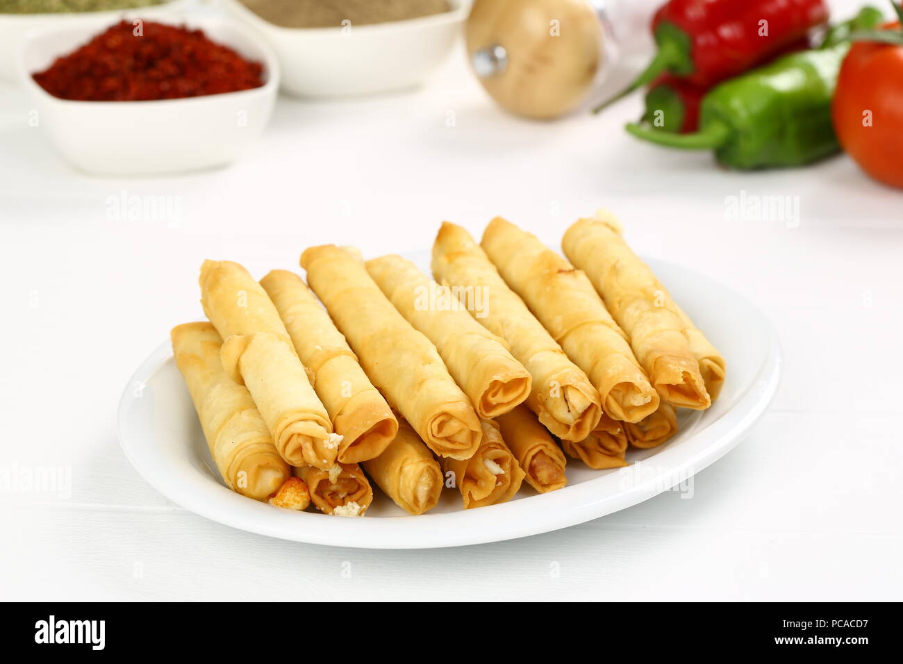 Deep Fried Turkish Cigar Shaped Rolls - Sigara Boregi Stock Photo - Alamy