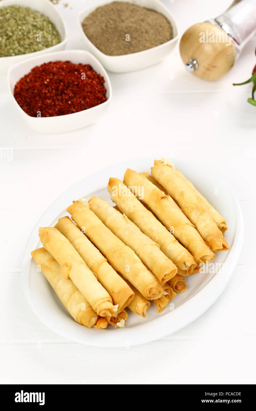 Deep Fried Turkish Cigar Shaped Rolls - Sigara Boregi Stock Photo - Alamy