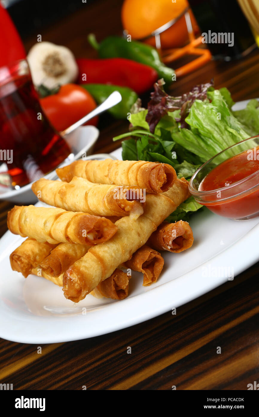 Deep Fried Turkish Cigar Shaped Rolls - Sigara Boregi Stock Photo - Alamy