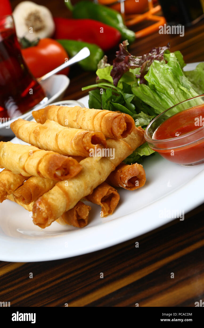 Deep Fried Turkish Cigar Shaped Rolls - Sigara Boregi Stock Photo - Alamy