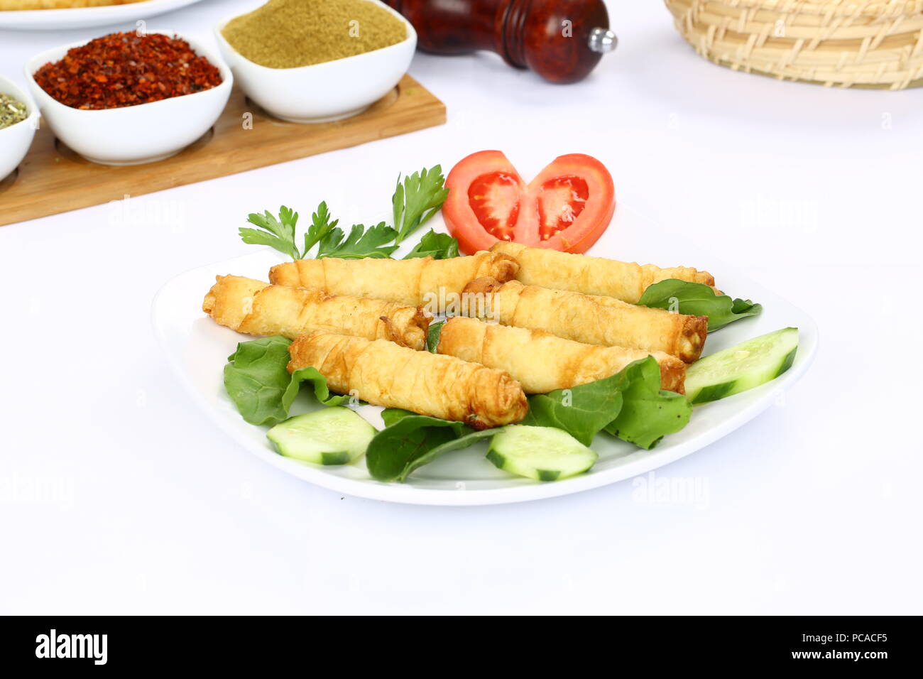Deep Fried Turkish Cigar Shaped Rolls - Sigara Boregi Stock Photo - Alamy