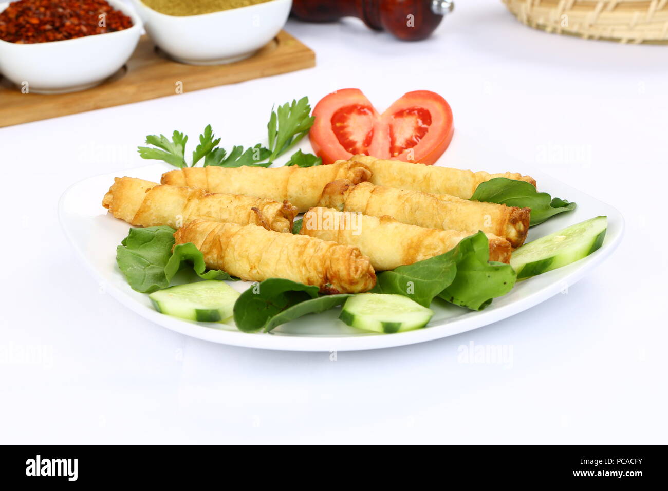 Deep Fried Turkish Cigar Shaped Rolls - Sigara Boregi Stock Photo - Alamy