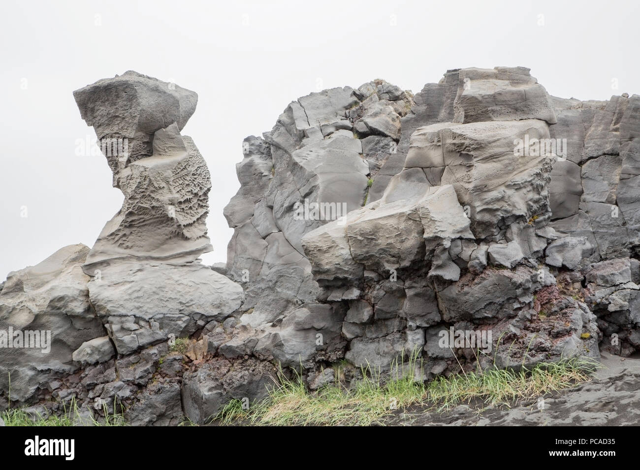 view of volcanic rock formation at bridge between the continents ...