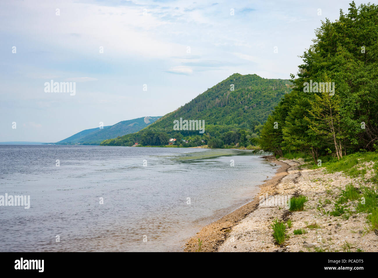 view of the Zhiguli mountains and the Volga river in the Samara region ...