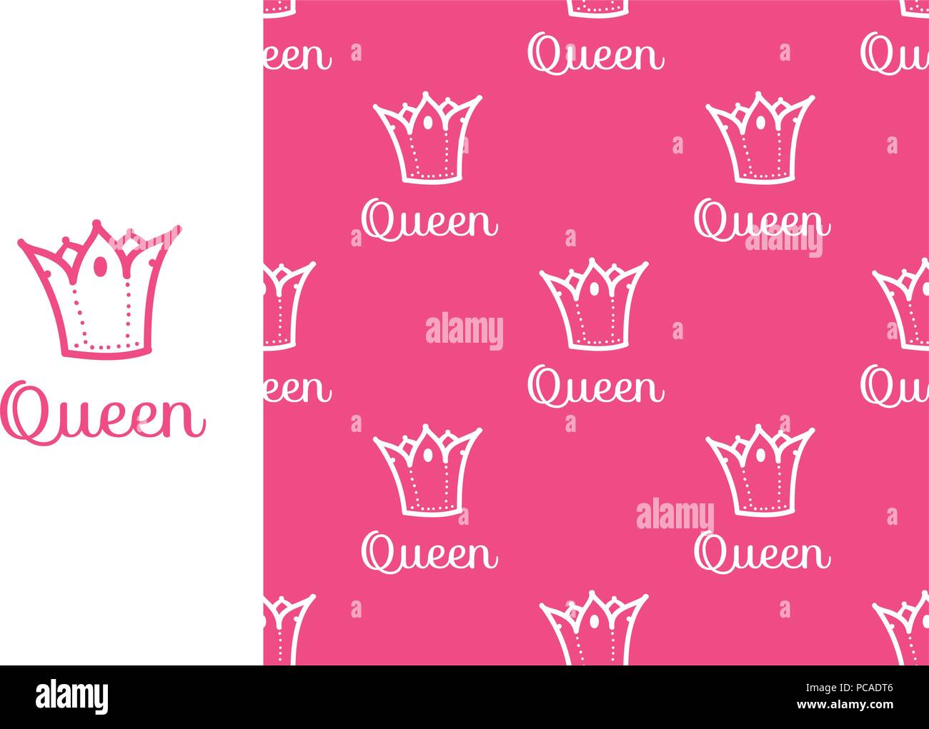 Vector Queen Crown. Seamless repeating pattern isolated on pink ...