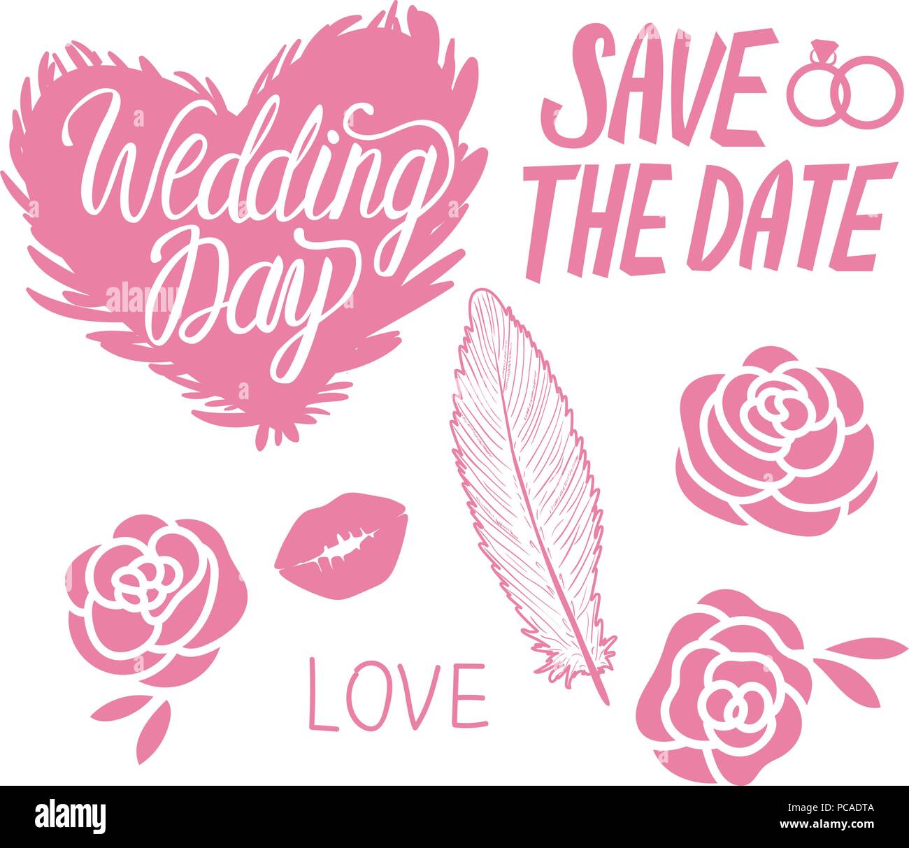Vector set Wedding Day illustration isolated on white background ...