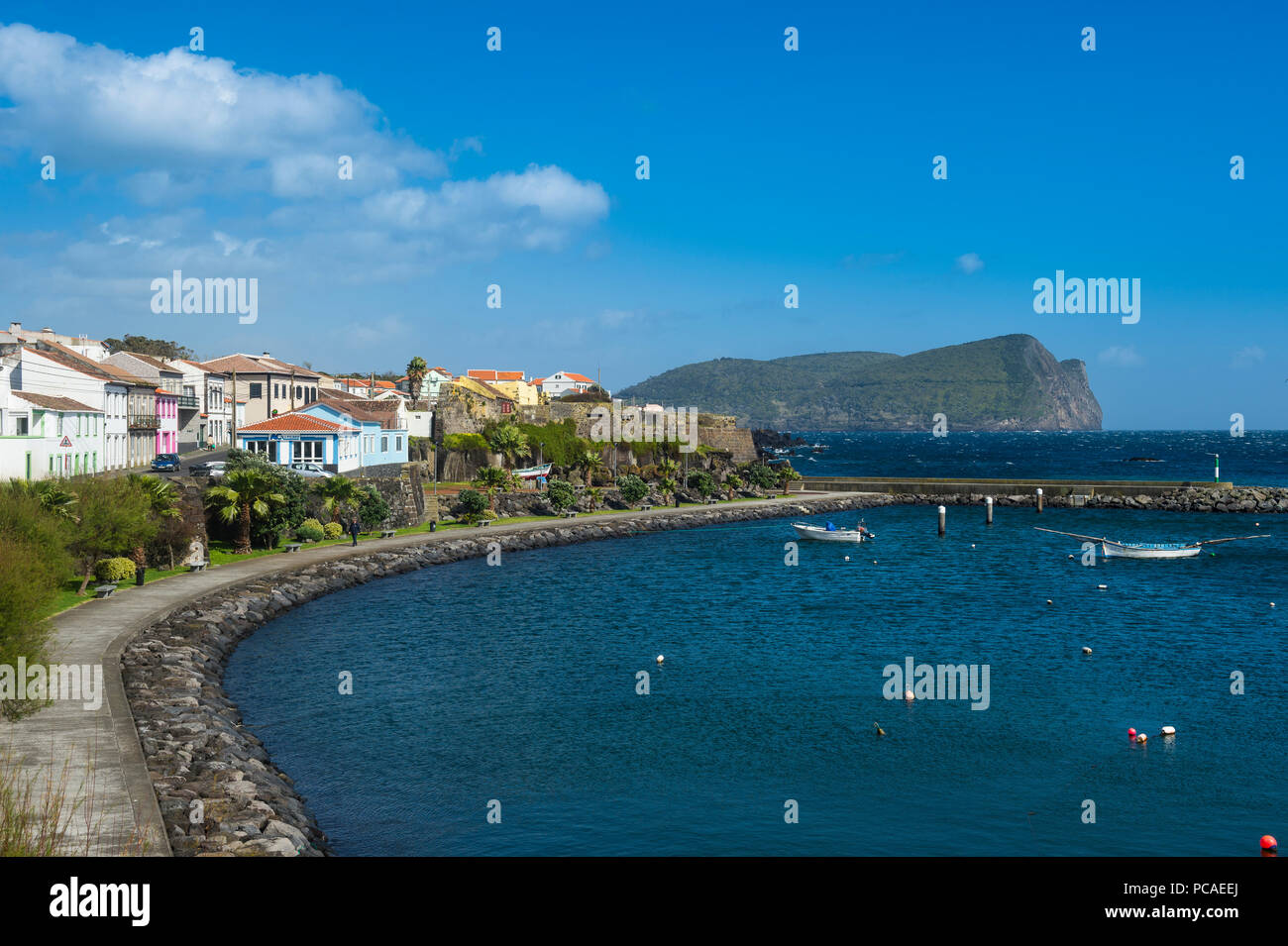 View over the harbour of Sao Mateus de Calheta, Island of Terceira ...