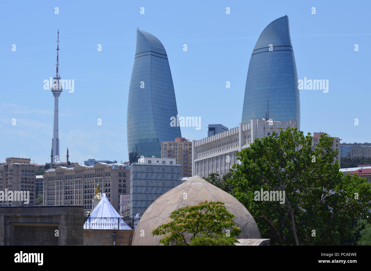 The Flame Towers, iconic buildings of Baku, capital city of Azerbaijan ...