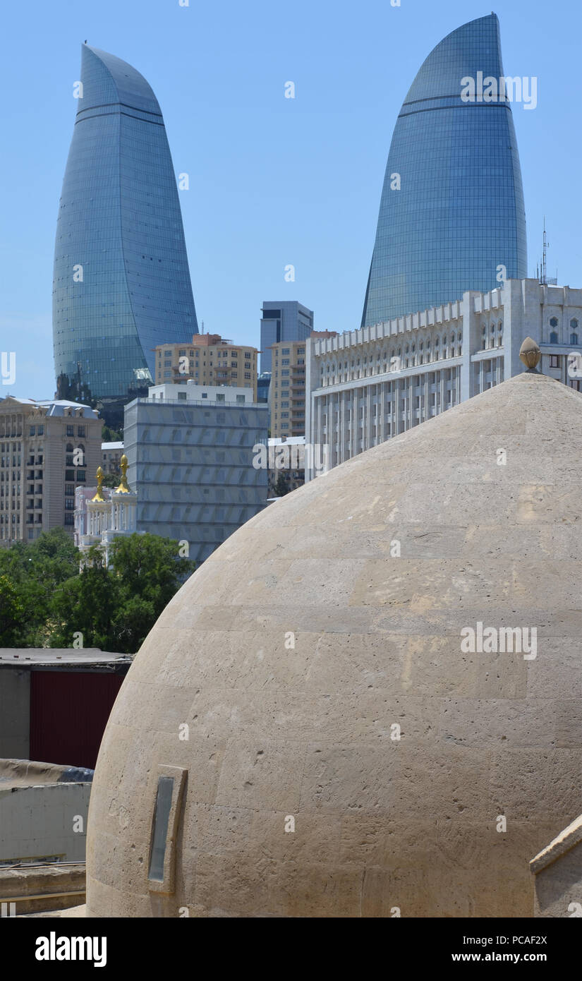The Flame Towers, iconic buildings of Baku, capital city of Azerbaijan ...