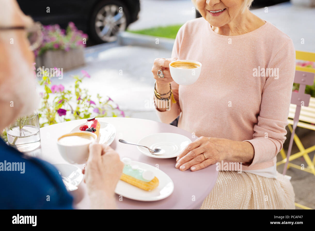 Old nice couple having date Stock Photo - Alamy