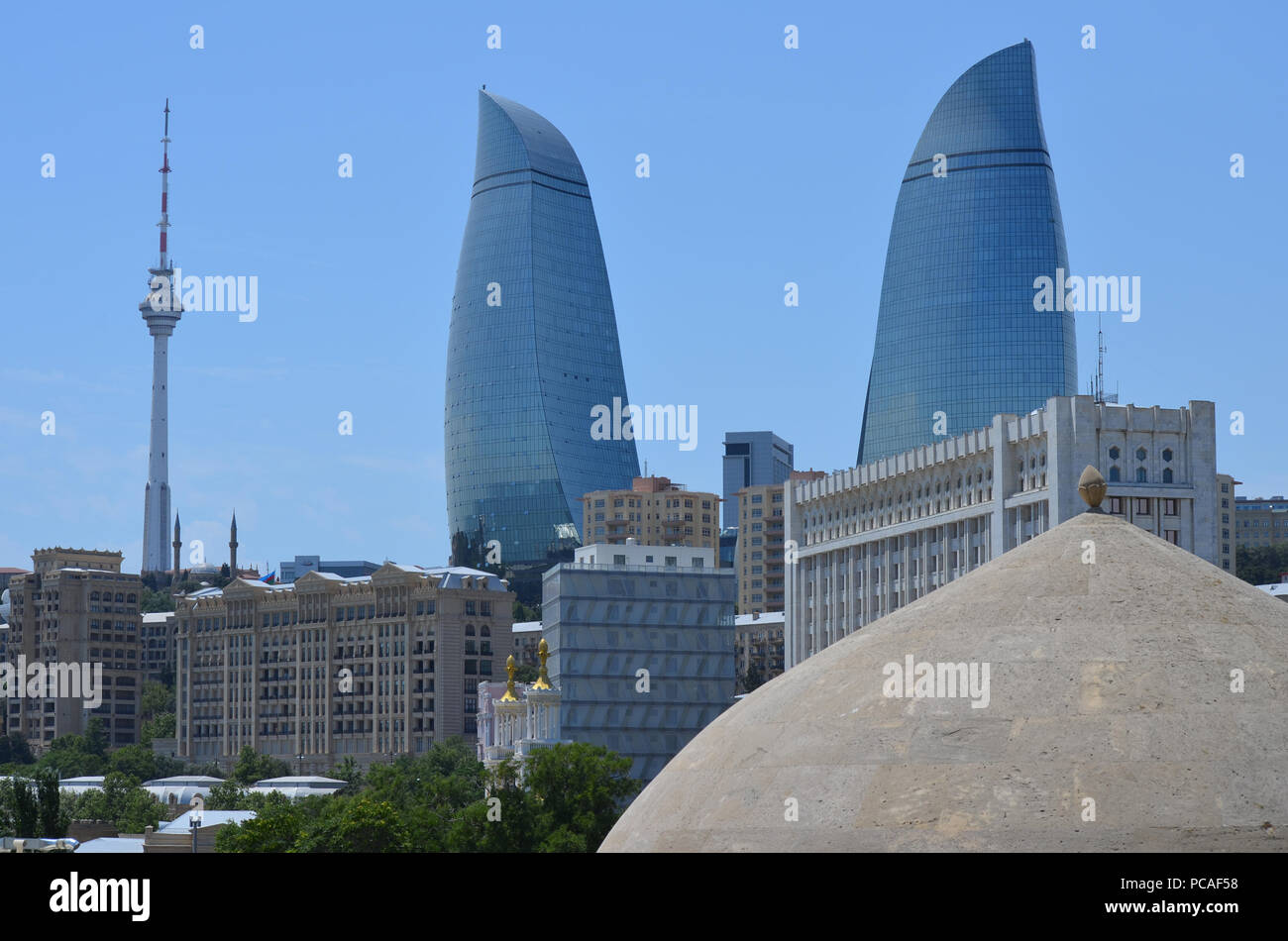 The Flame Towers, iconic buildings of Baku, capital city of Azerbaijan ...