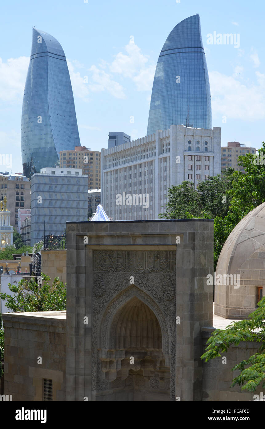 The Flame Towers, iconic buildings of Baku, capital city of Azerbaijan ...
