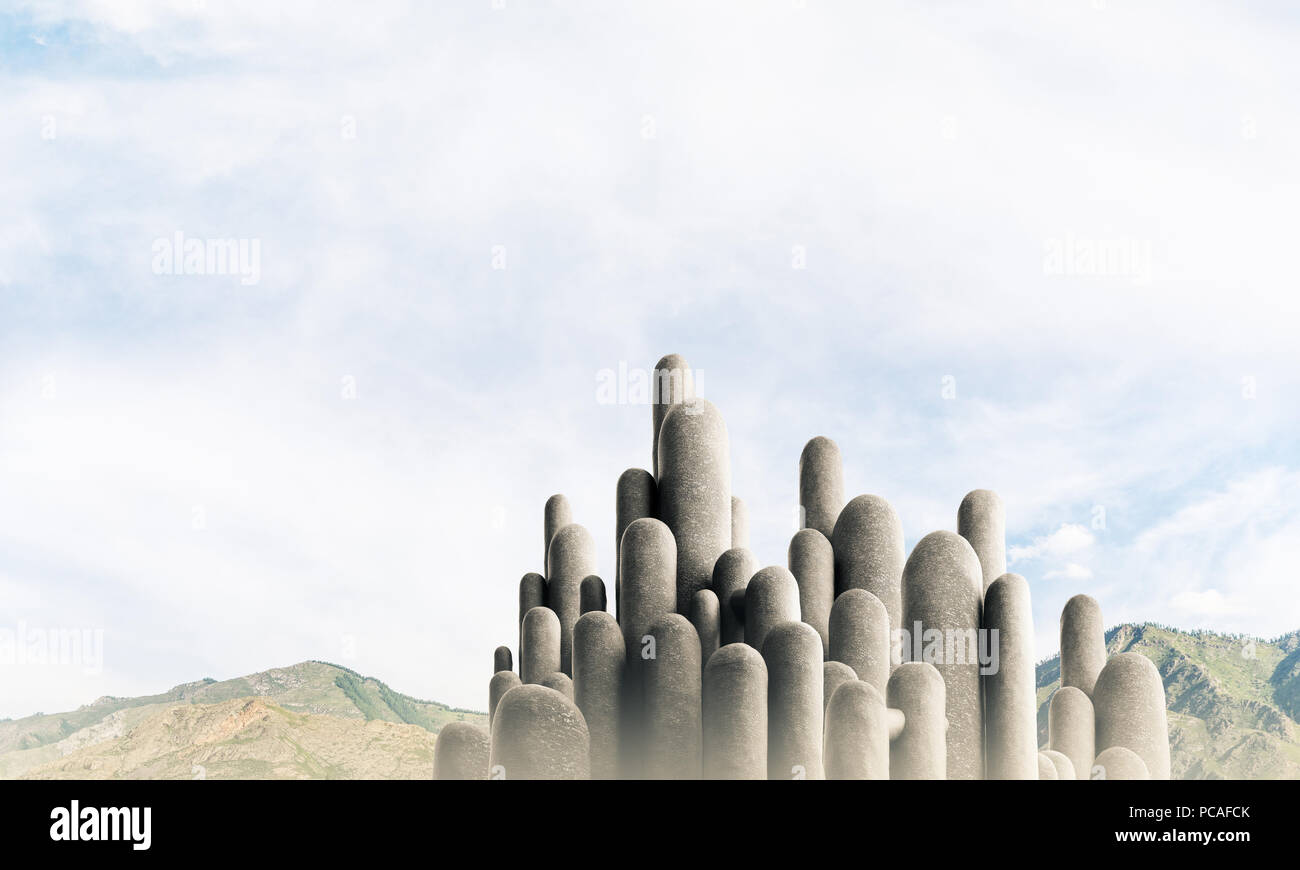 Multiple stone columns with breathtaking landscape Stock Photo - Alamy