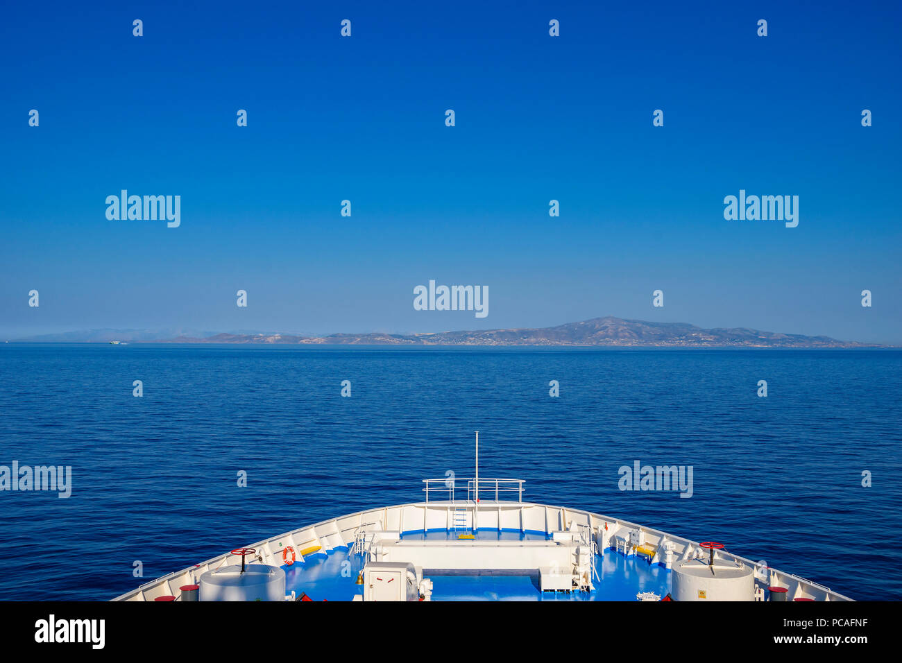 Front view of a Ferry boat arriving in a Greek island Stock Photo - Alamy