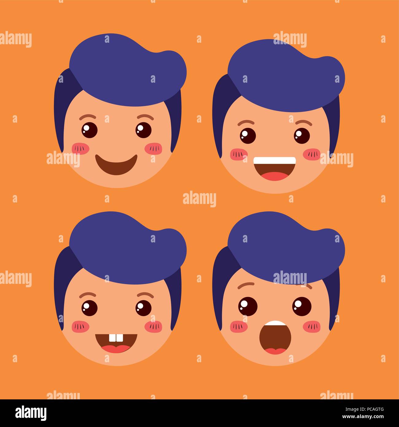 little boys emoticon set kawaii characters Stock Vector Image & Art - Alamy