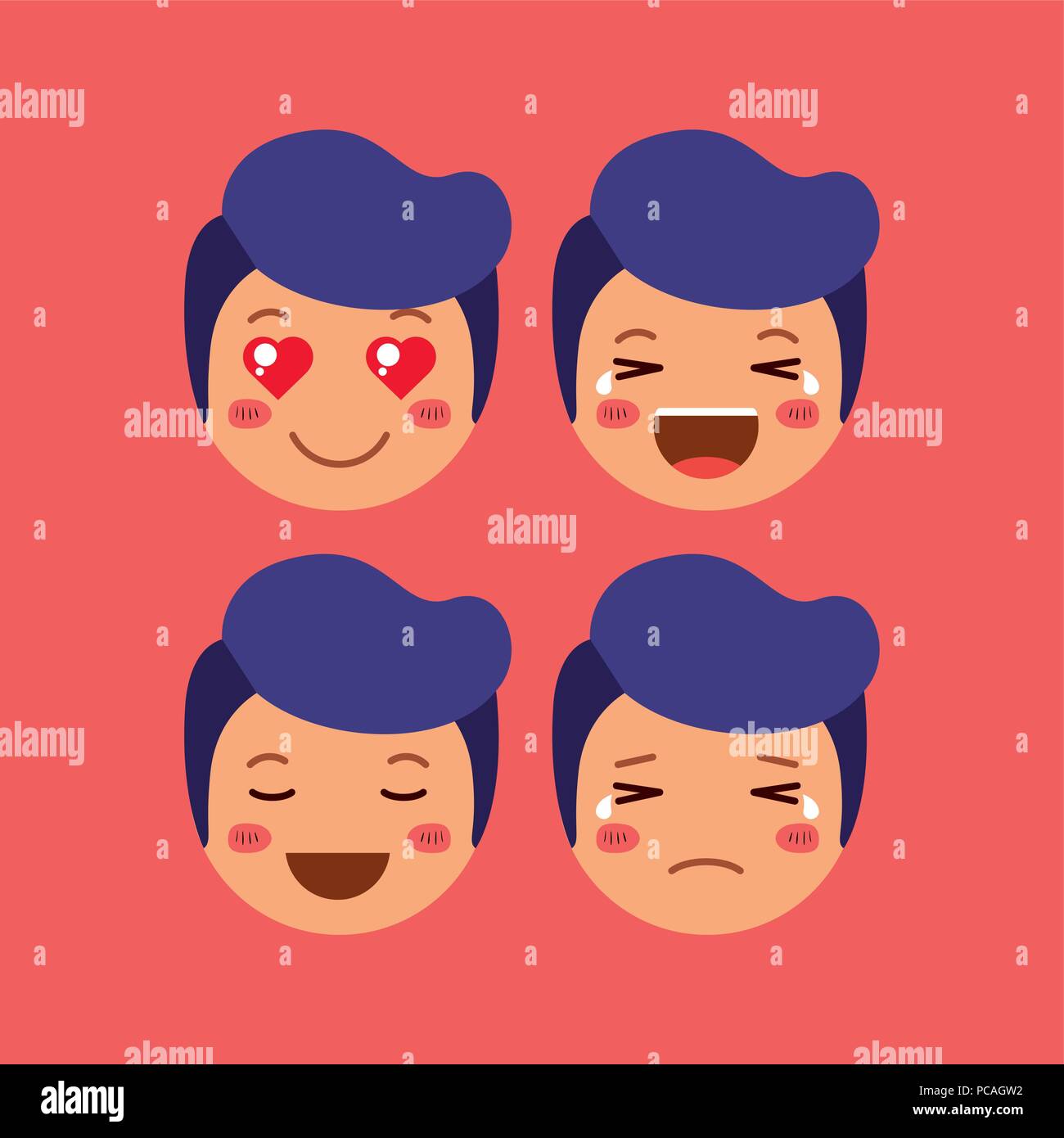 little boys emoticon set kawaii characters Stock Vector Image & Art - Alamy