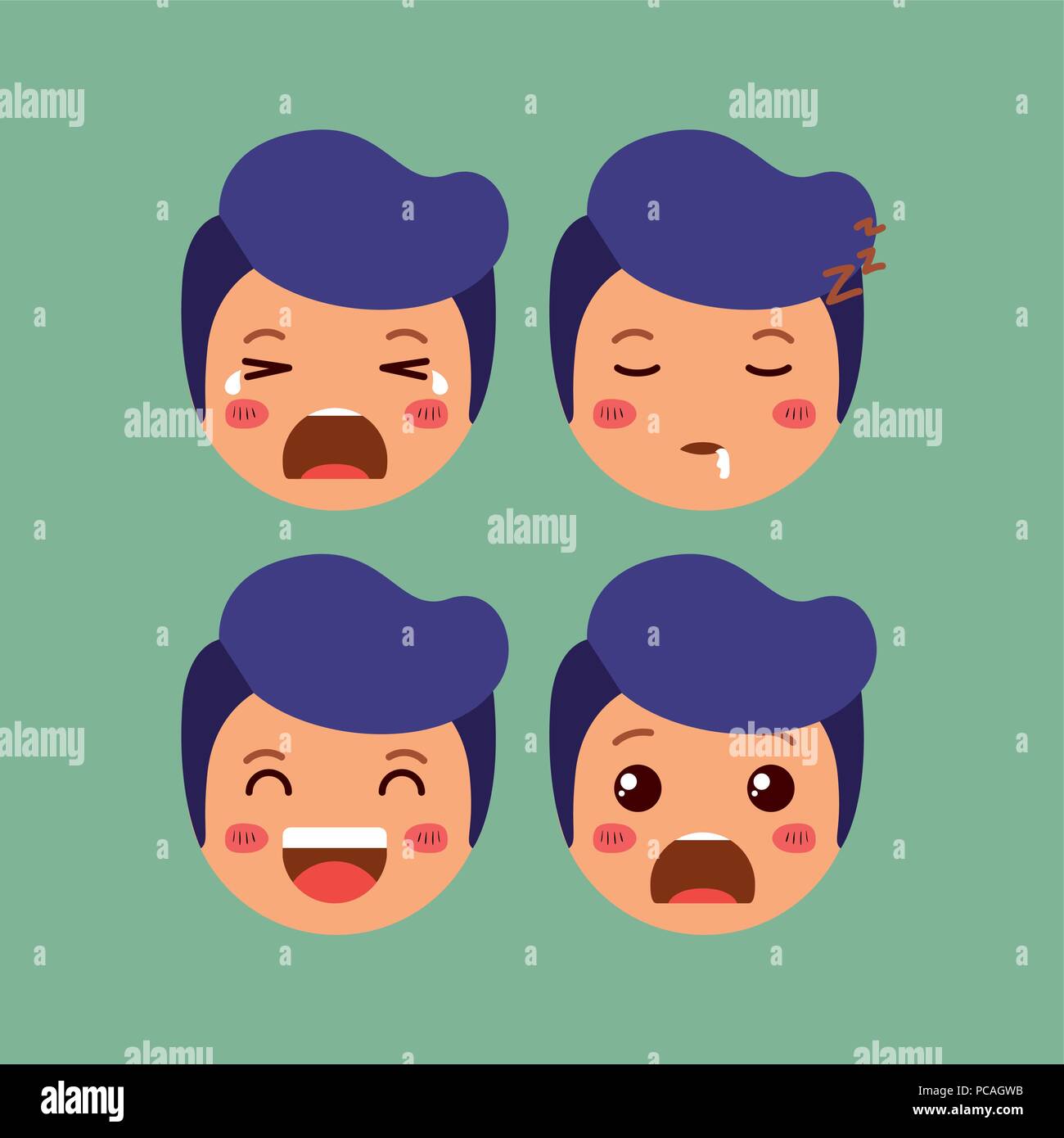 little boys emoticon set kawaii characters Stock Vector Image & Art - Alamy