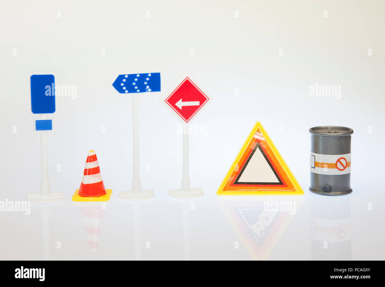 traffic signs for safety or caution Stock Photo - Alamy