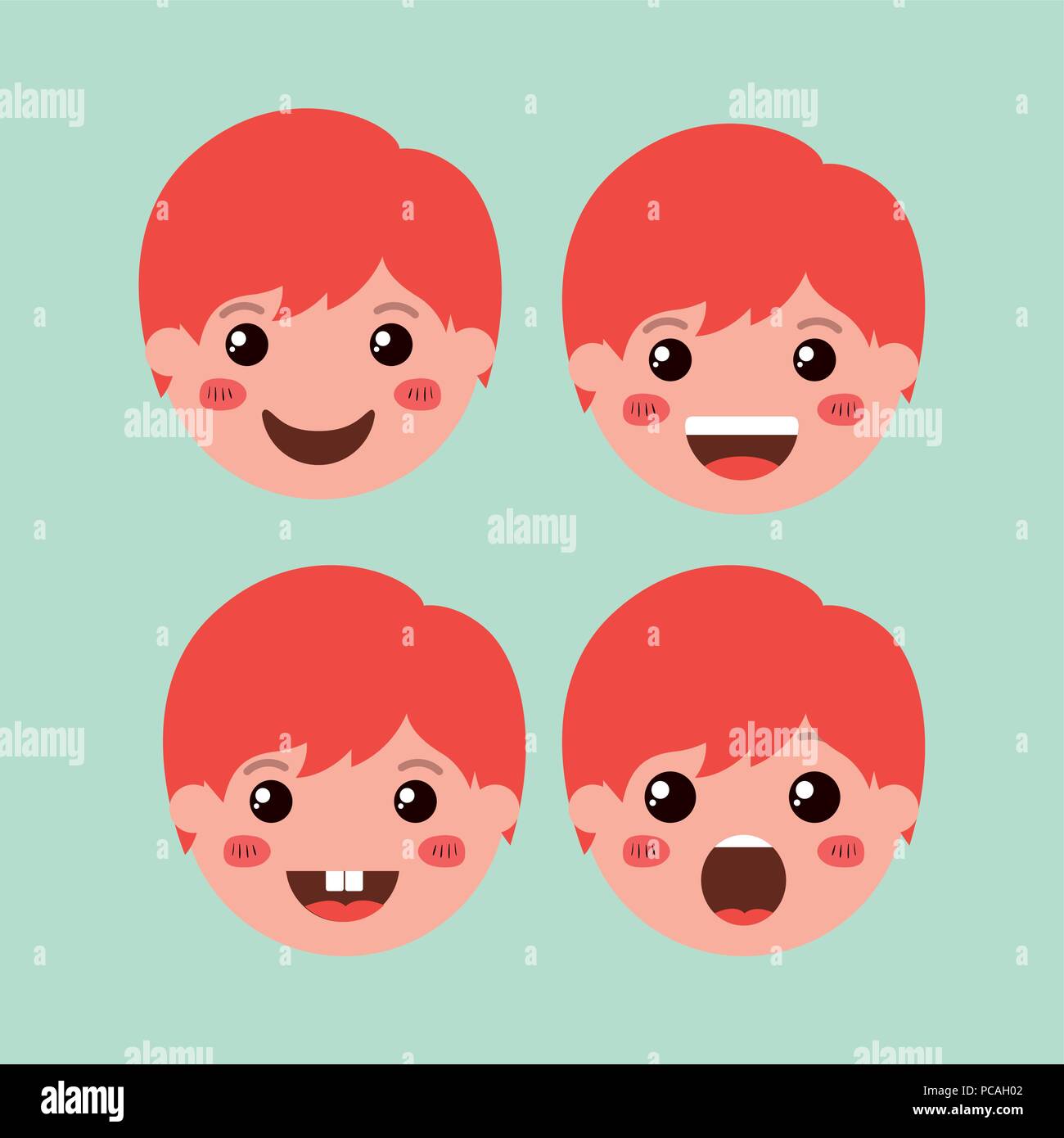 little boys emoticon set kawaii characters Stock Vector Image & Art - Alamy