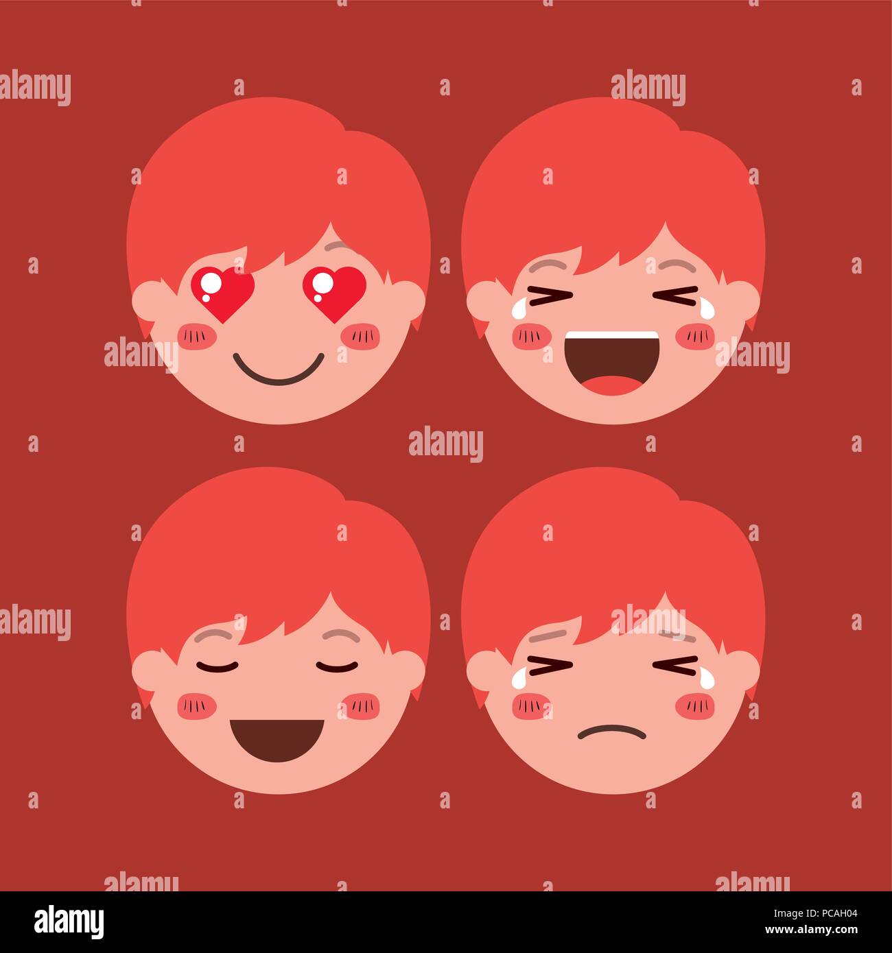 little boys emoticon set kawaii characters Stock Vector Image & Art - Alamy