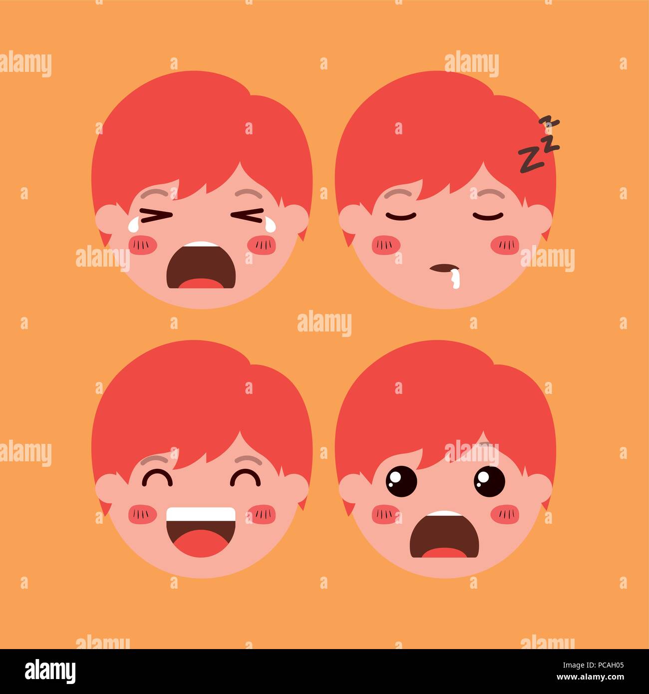 little boys emoticon set kawaii characters Stock Vector Image & Art - Alamy