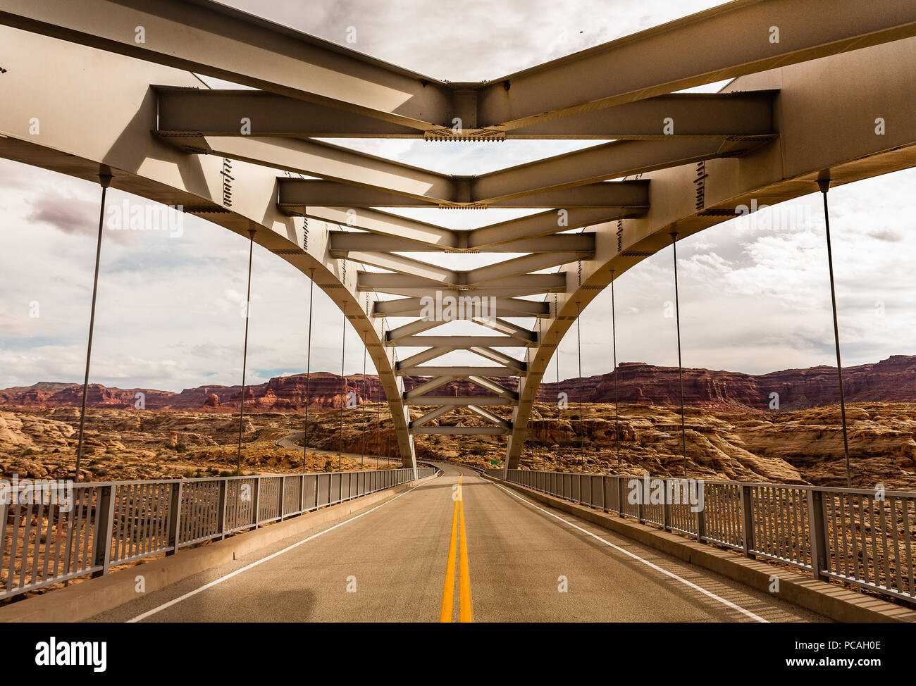 Colorado River Bridge at the Hite Crossing, near Hite Utah Stock Photo ...